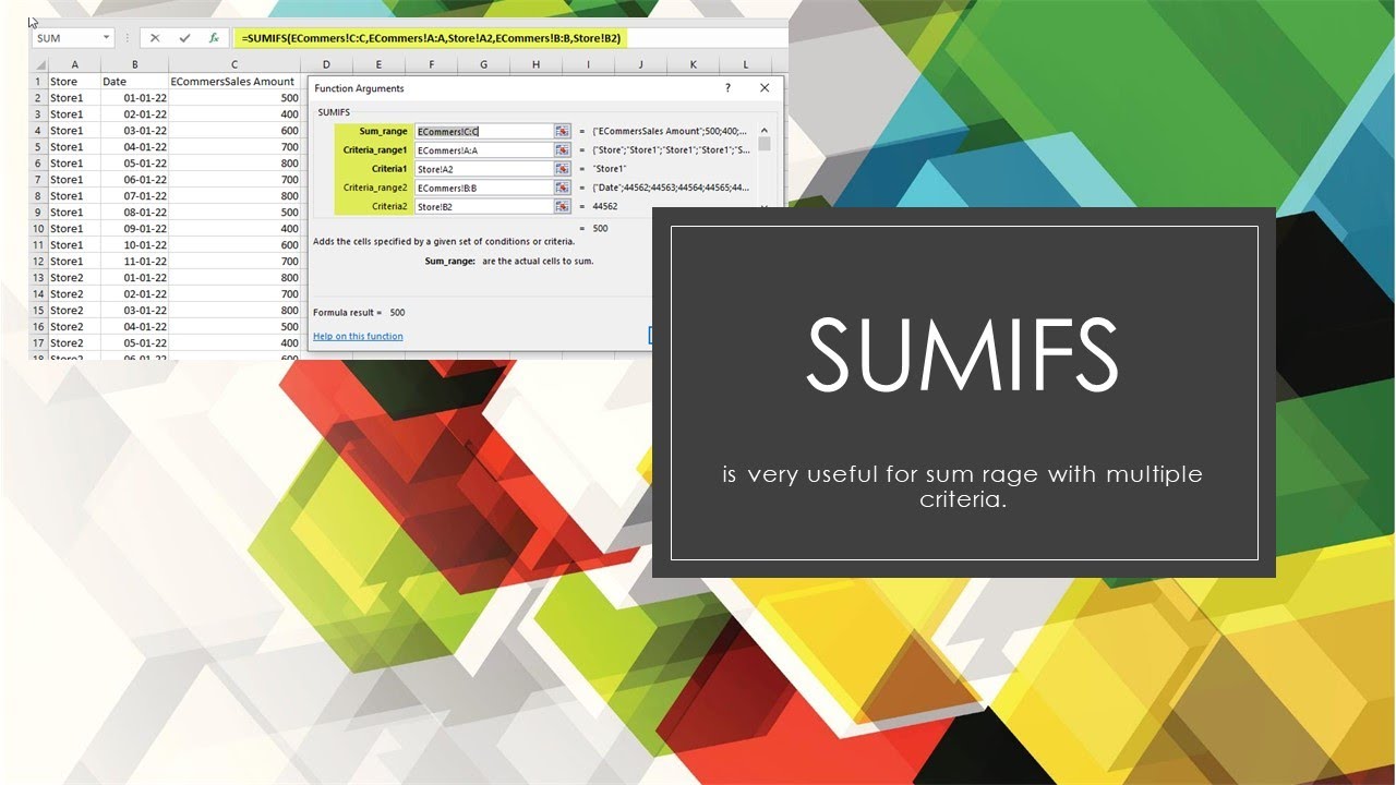 Sumifs Function In Excel YouTube Sumifs Function In Excel YouTube