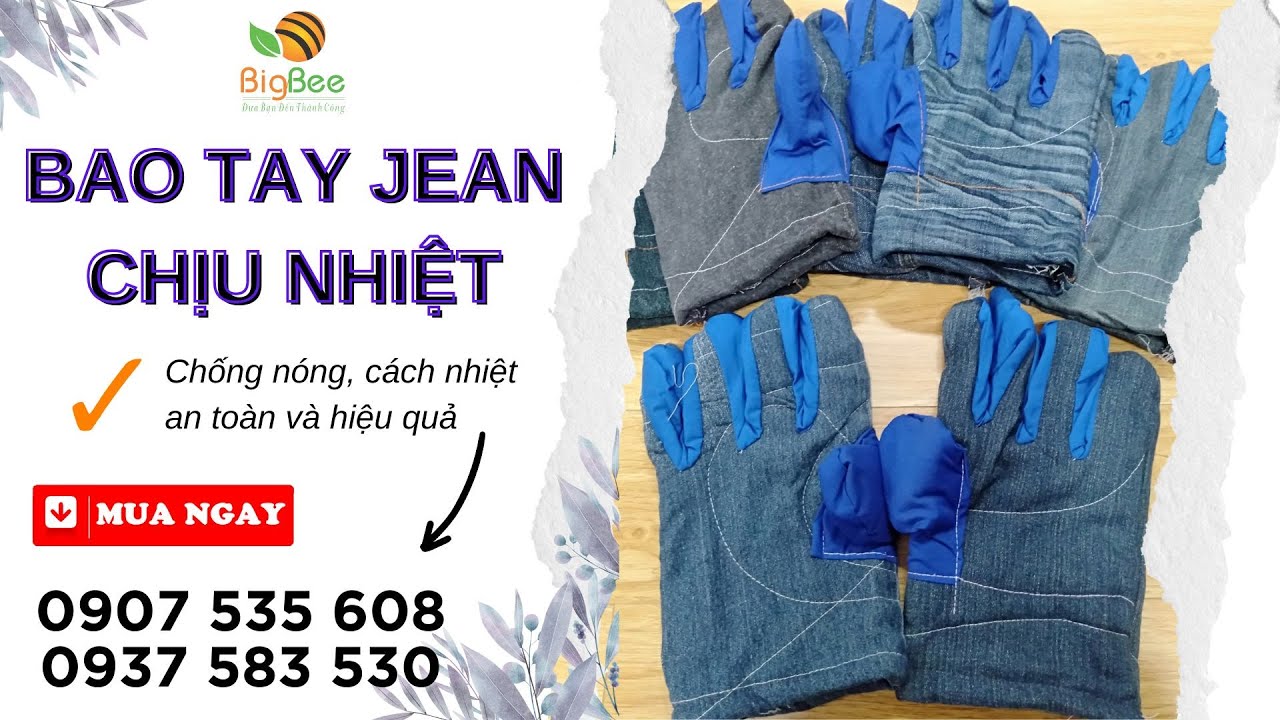 Bao tay jean 2 lớp lót chống nóng giá rẻ - YouTube