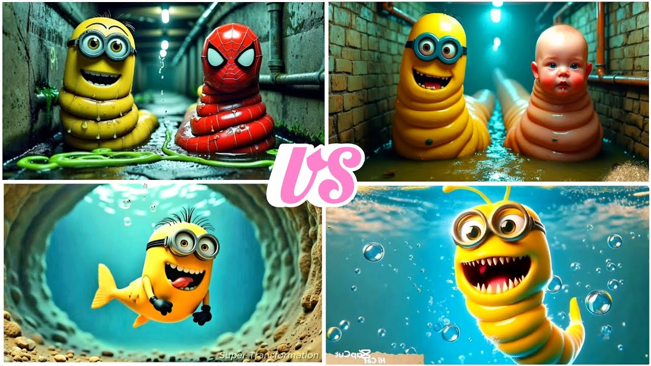 Minion Worm Spider Worm🆚️Baby Worm Minion worm🆚️Minion Spiderman.exe🆚 ...