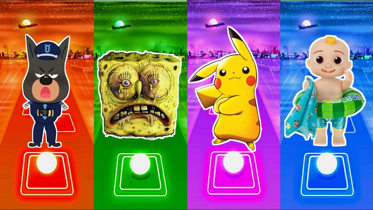Sheriff Labrador vs Scary Spongebob vs Pokemon vs Baby JJ Cocomelon ...