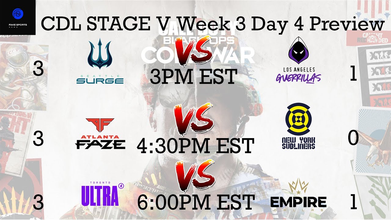CDL Stage 5 Day 12 - Faze vs Subliners - Ultra vs Empire - Surge vs LAG ...