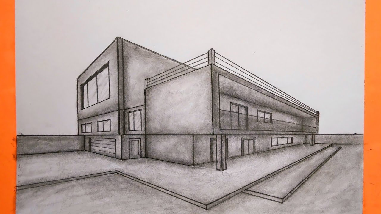 How to Draw House in Two Point Perspective | Perspective Drawing - YouTube