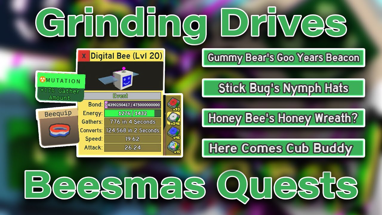 Bee Swarm Simulator Stream: Grinding for Digital Drives, Beesmas Quests ...
