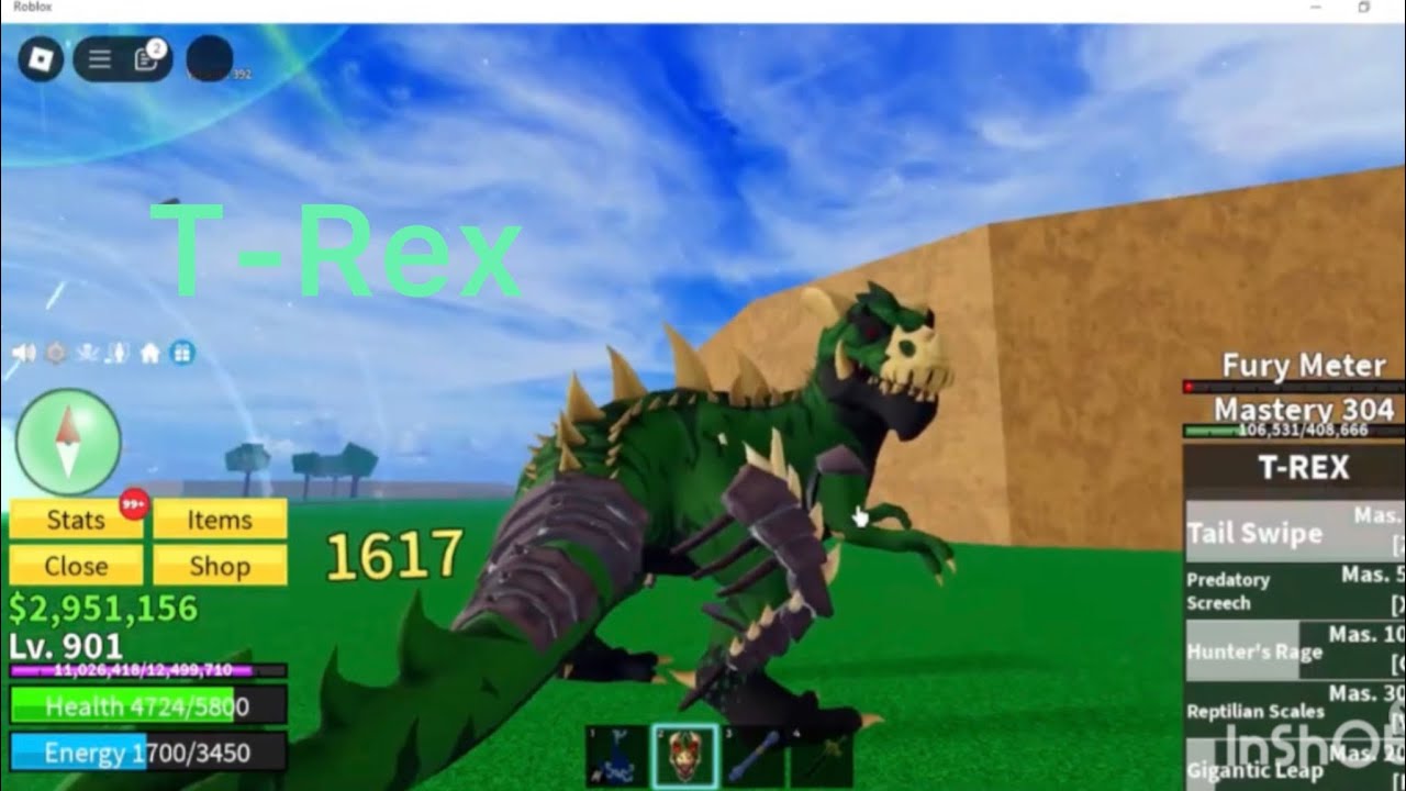 Mastering the T-Rex🦖in Blox Fruits!All Abilities Unleashed! #Mogo gamer 🚀 - YouTube