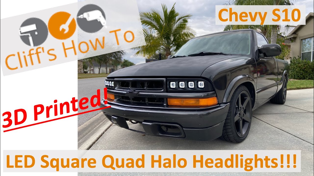 2nd Generation S10 3D Printed LED Square Halo Headlights - YouTube