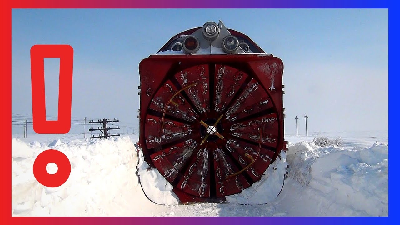 Clearing Railways with Train Rotary Snow Plow - Train snowblower -Train ...