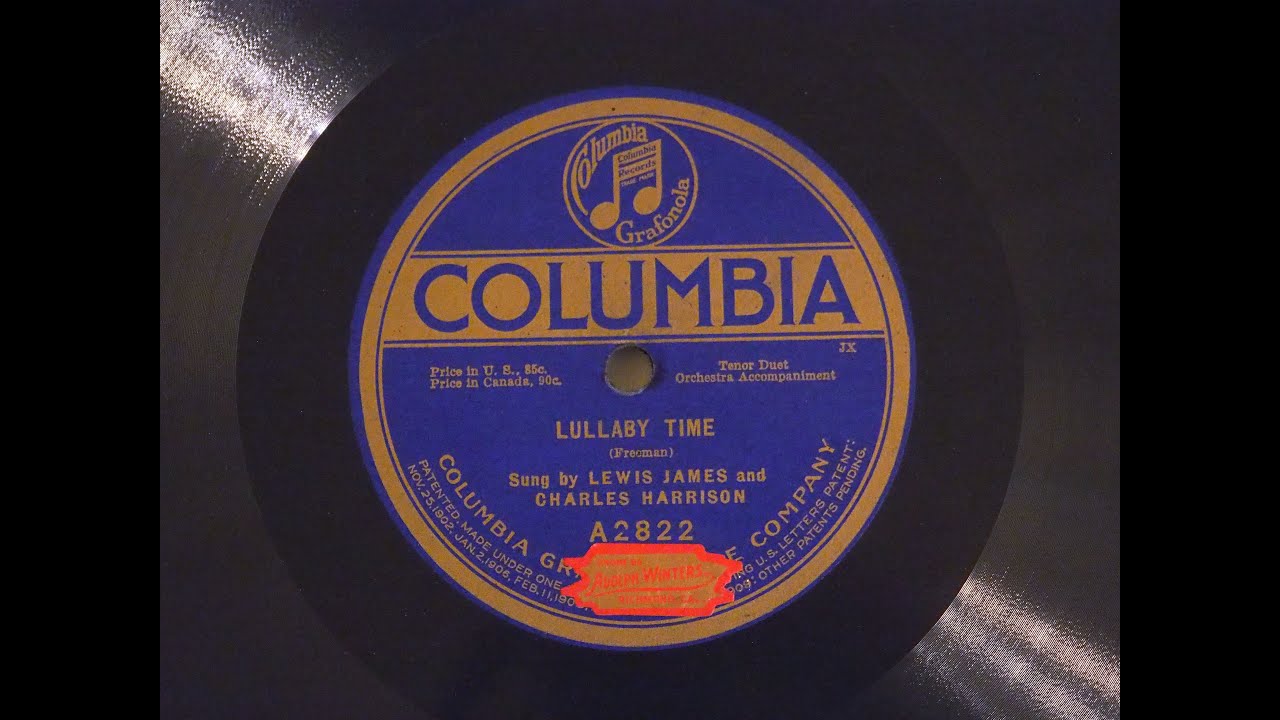 Lullaby Time - Lewis James and Charles Harrison (1919) - YouTube