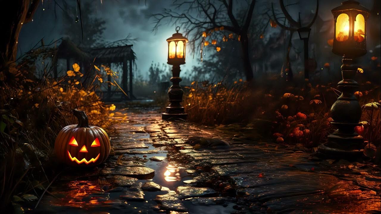 🎃STORMY HALLOWEEN AMBIENT MUSIC🎃-🌧️ Dark Halloween Night With Rain ...