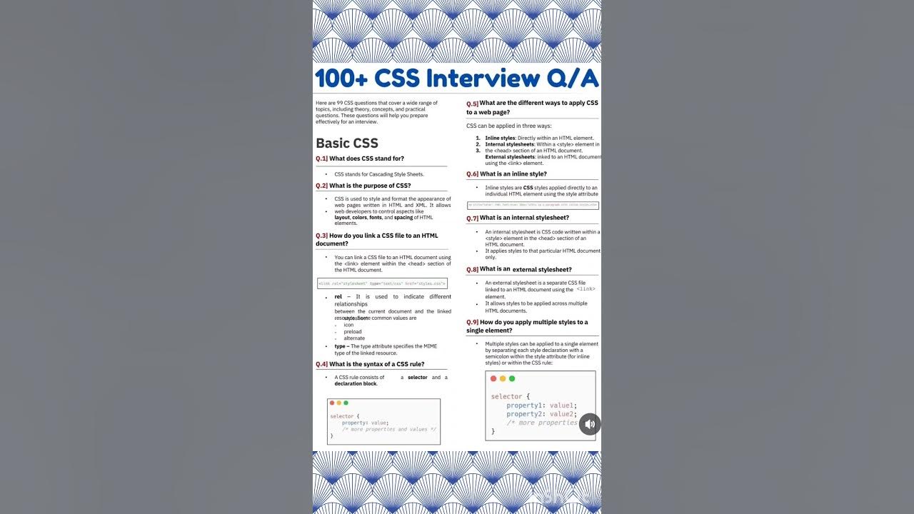 100+ CSS interview Q/A, practice questions of CSS theory#css #inshot2025#csspreparation # ...