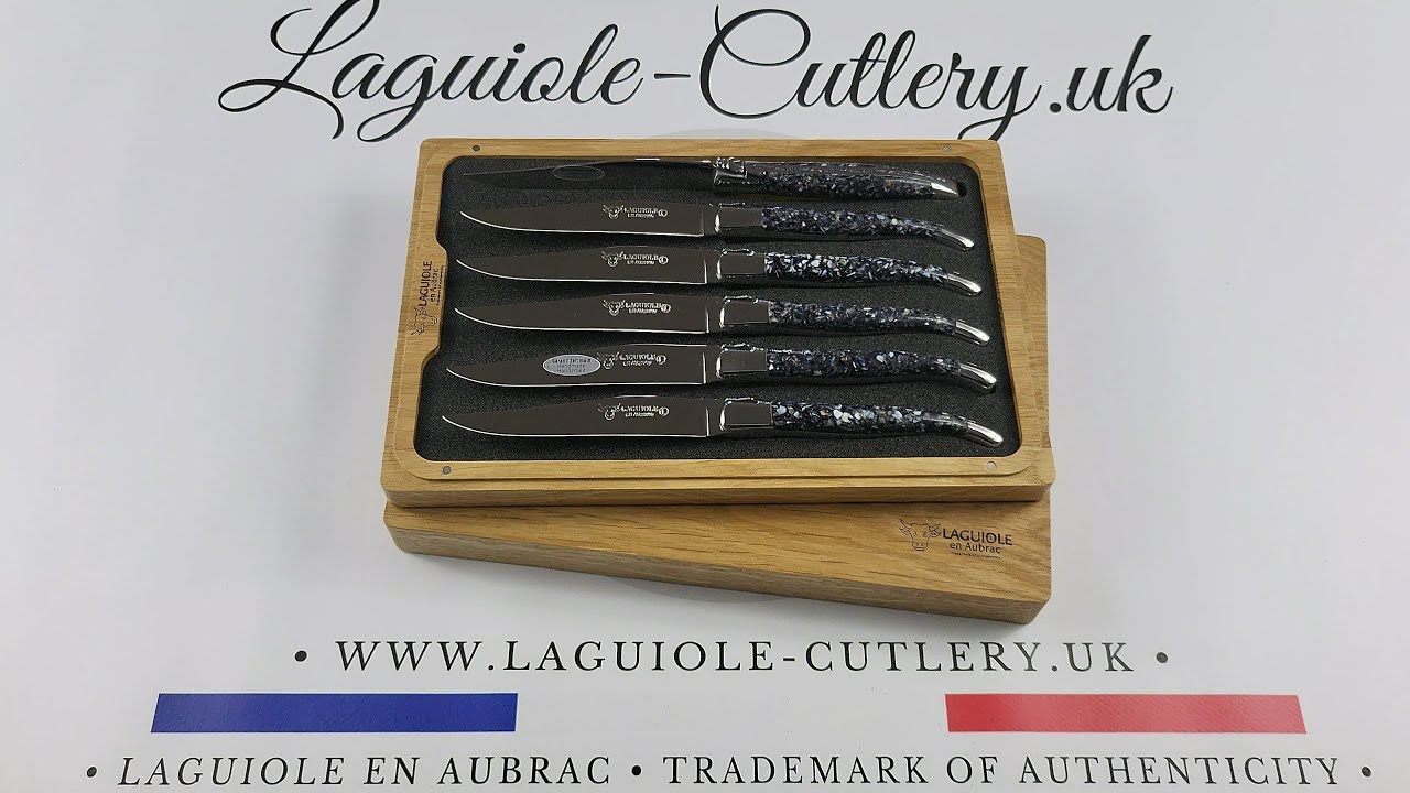 Set of 6 Laguiole Steak Knives Mussel Shells | Laguiole UK - YouTube