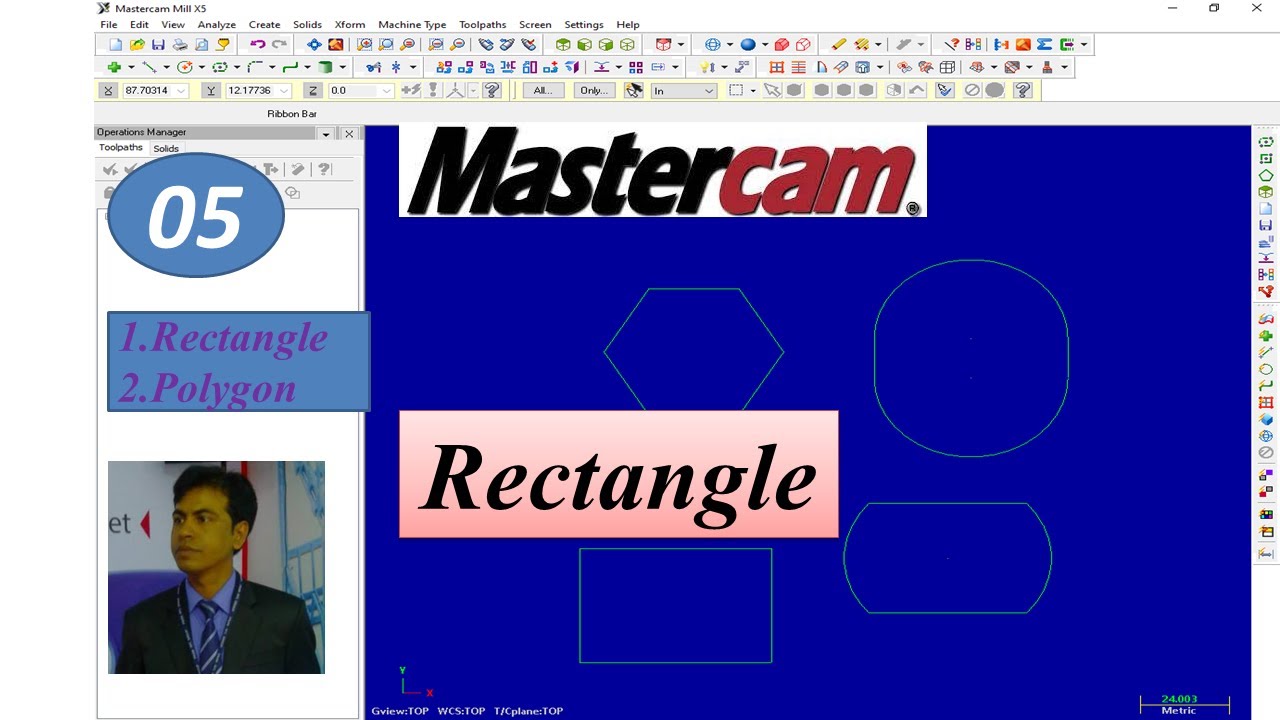 Mastercam Tutorials || Rectangle || Rectangular Shape || Polygon - YouTube