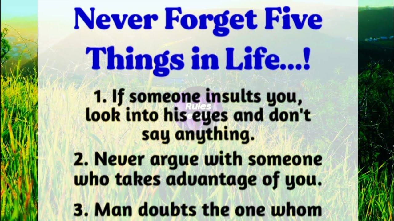Never Forget Five Things in Life | Life Advice | Rules Reader - YouTube