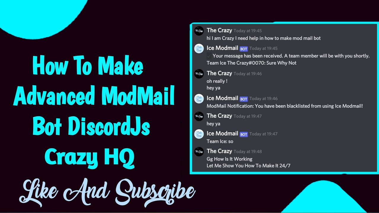 How To Make Advanced Modmail Bot Discord Crazy Hq Youtube