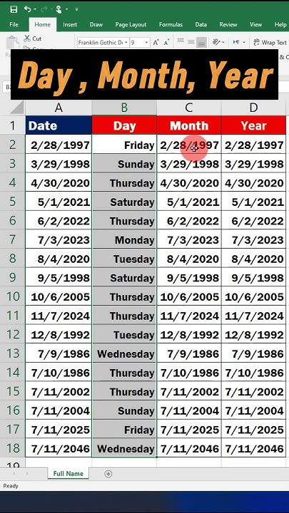 Excel Interview Question Day Month Year In Excel Excel Exceltips