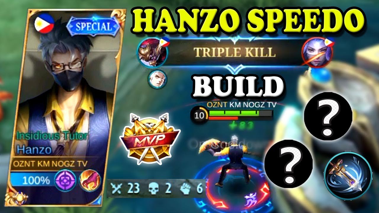 23 KILLS HANZO SPEEDO FASTEST BUILD 2023 #mlbb - YouTube