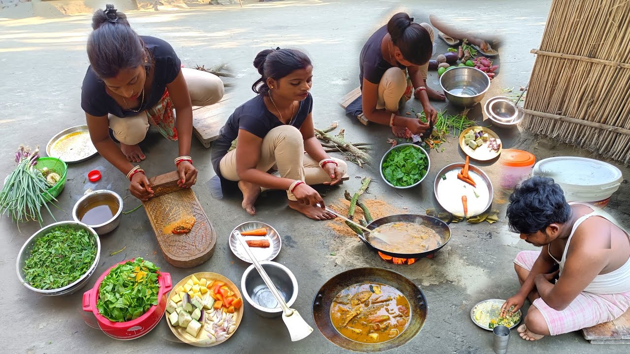 Village grill Food cooking Fish curry recipe in village style Assam ...