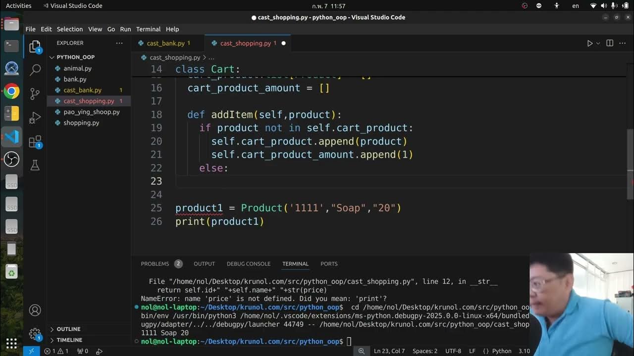 Python OOP EP3 ตัวอย่างการช้อปปิ้งสินค้า - YouTube