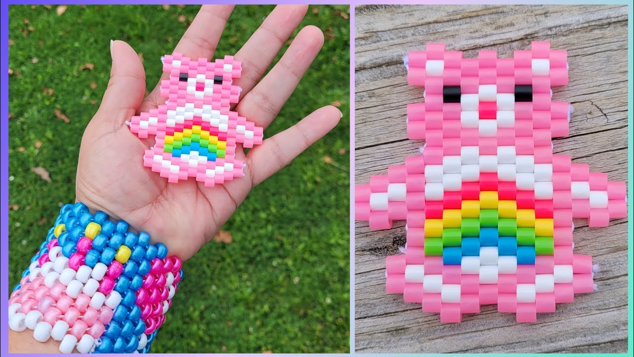 Carebear kandi tutorial - YouTube