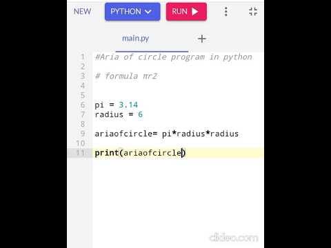 Aria of circle program in python | Aria of circle kaise nikalte hai python se #python #coding ...