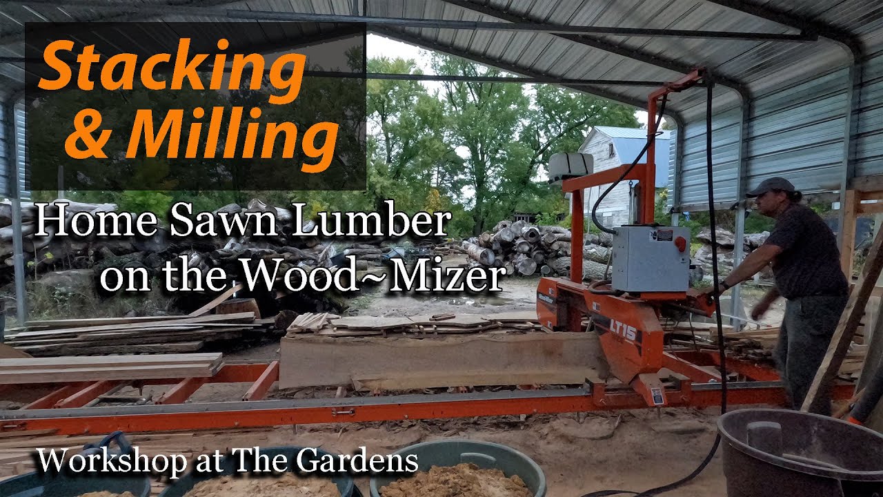 Stacking & Milling ~ Home Sawn Lumber on the Wood~Mizer Sawmill - YouTube