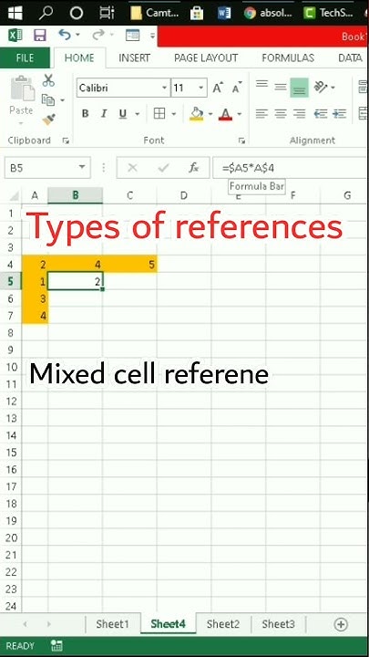 #shorts #excel Types of reference | Mixed cell reference - YouTube