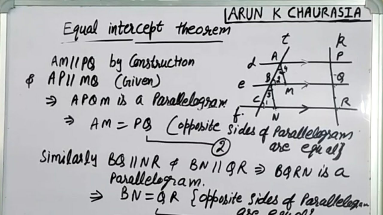 Equal intercept theorem - YouTube