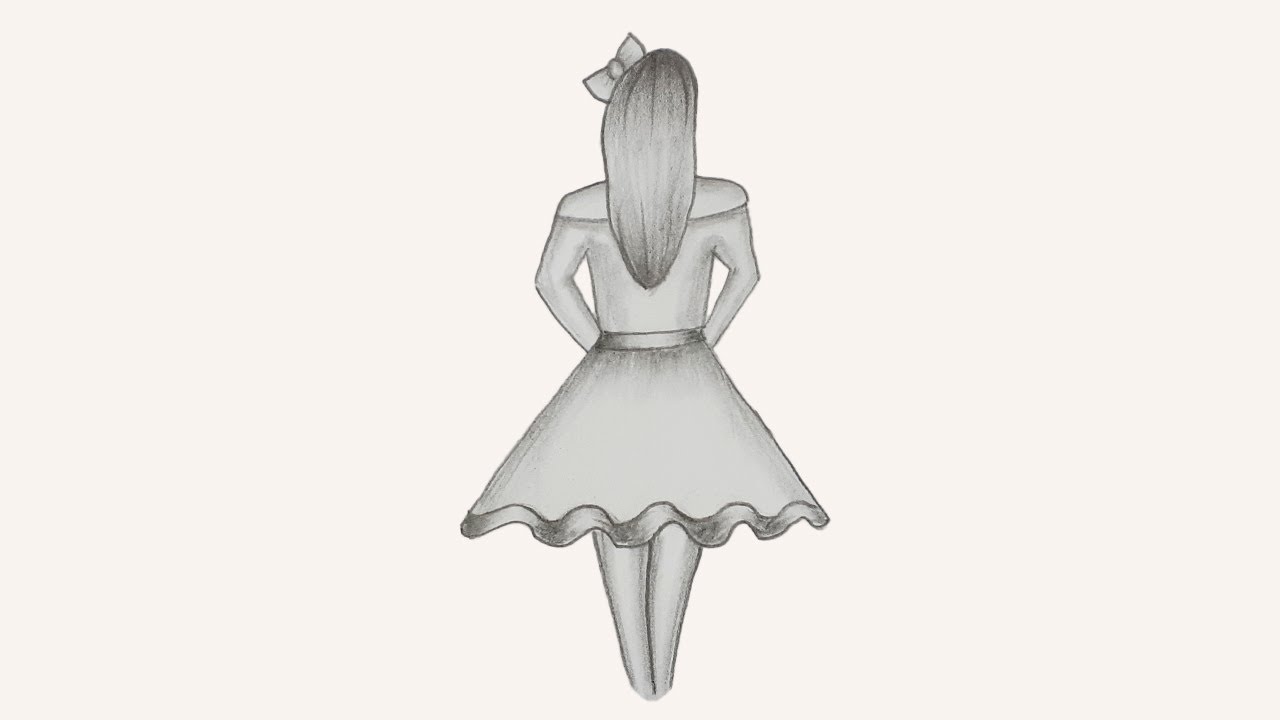 Drawing art pencil Girl back side | Girl drawing easy step by step ...