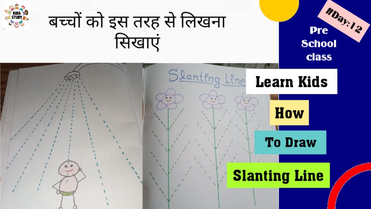 #Day 12 | Learn Kids How To Draw Slanting Line | Slanting Line ...