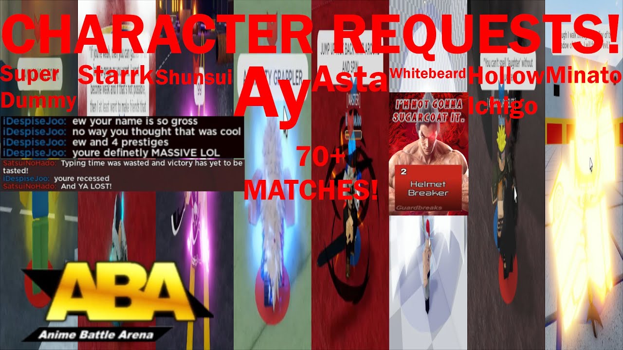 70+ matches! Character requests! | Roblox ABA - YouTube