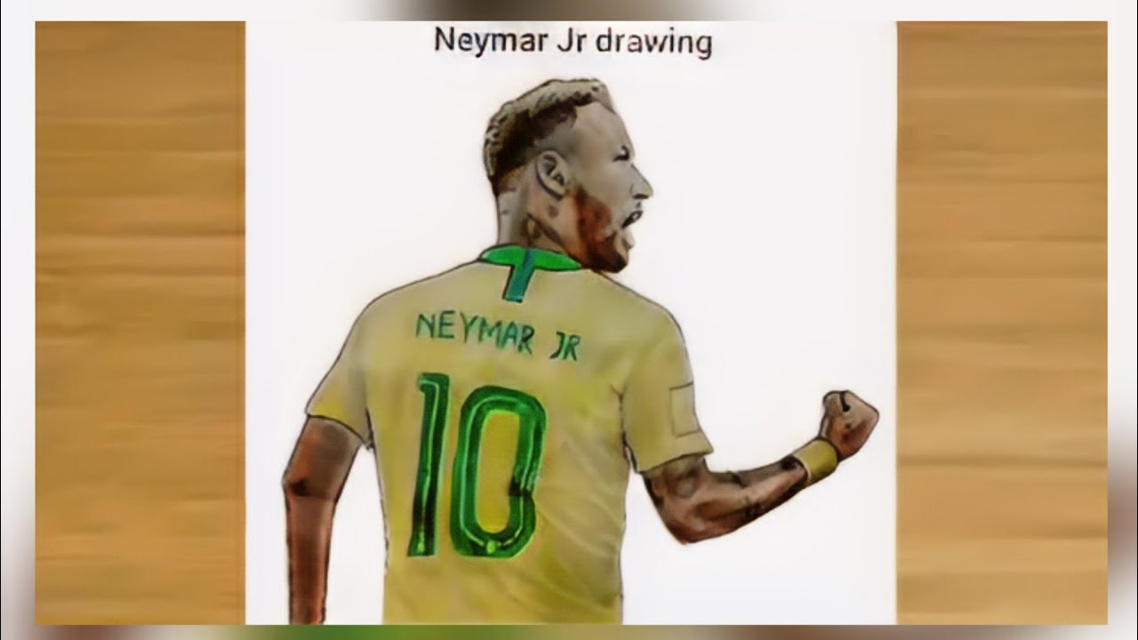 How to draw Neymar Jr wearing Brazilian jersey || How to draw Neymar Jr ...