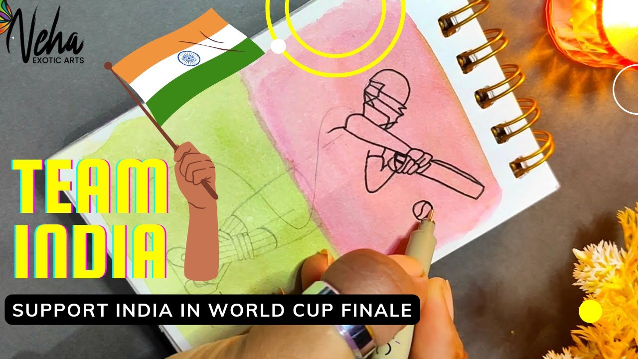 Support Team India / World Cup 2023 Special Drawing / Watercolor ...