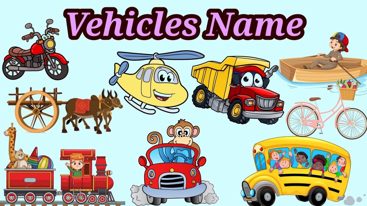 Learn transport names|Vehicles name and pictures|types of vehicles name ...