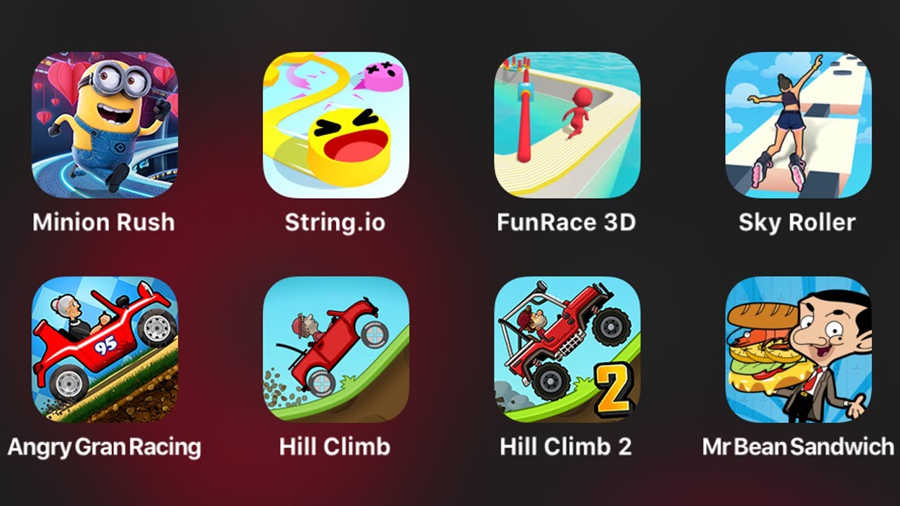 Minion Rush, String.io, Fun Race 3D, Sky Roller, Angry Gran Racing ...