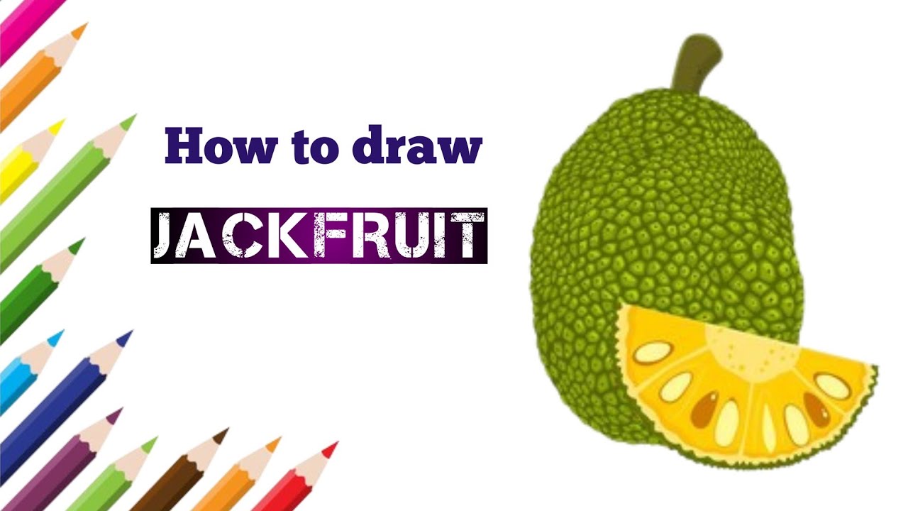 How to draw jackfruit step by step |Kids drawing | Fruits drawing ...