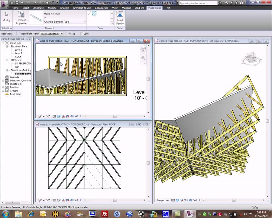 Truss Top Chord Attachment to Warped Slab - Revit Structure 2010 - YouTube