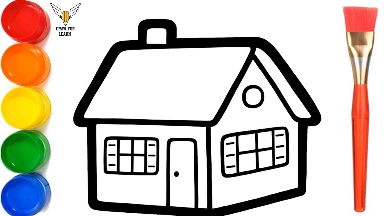 How to Draw house drawing, Painting and Coloring for Kids & Toddlers ...