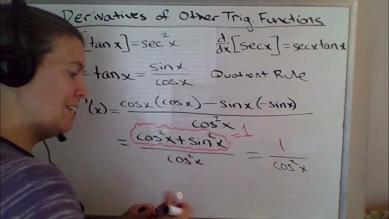 Derivatives of trigonometric functions using Quotient Rule - YouTube
