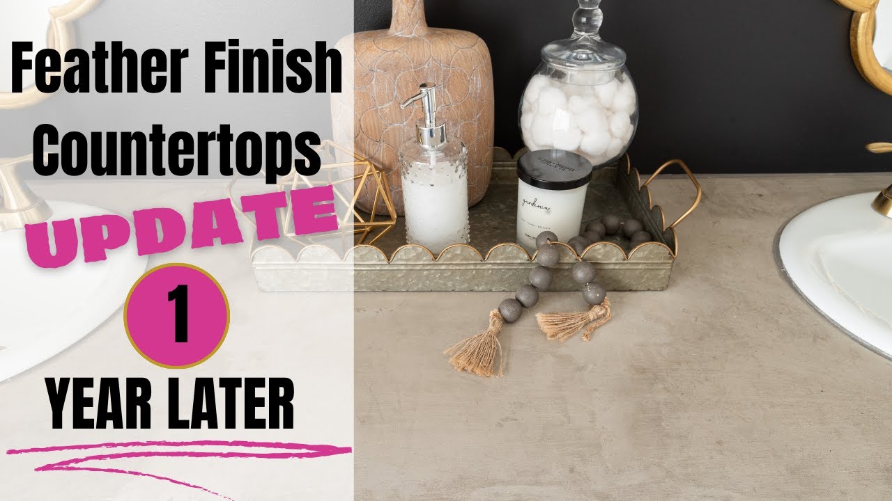 Feather Finish Concrete Countertop | One Year Later | Bathroom ...