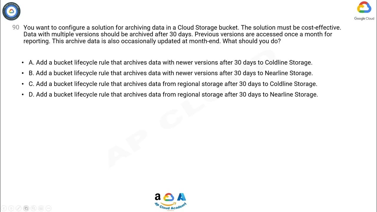 Q90. You want to configure a solution for archiving data in a Cloud Storage bucket. The solution ...