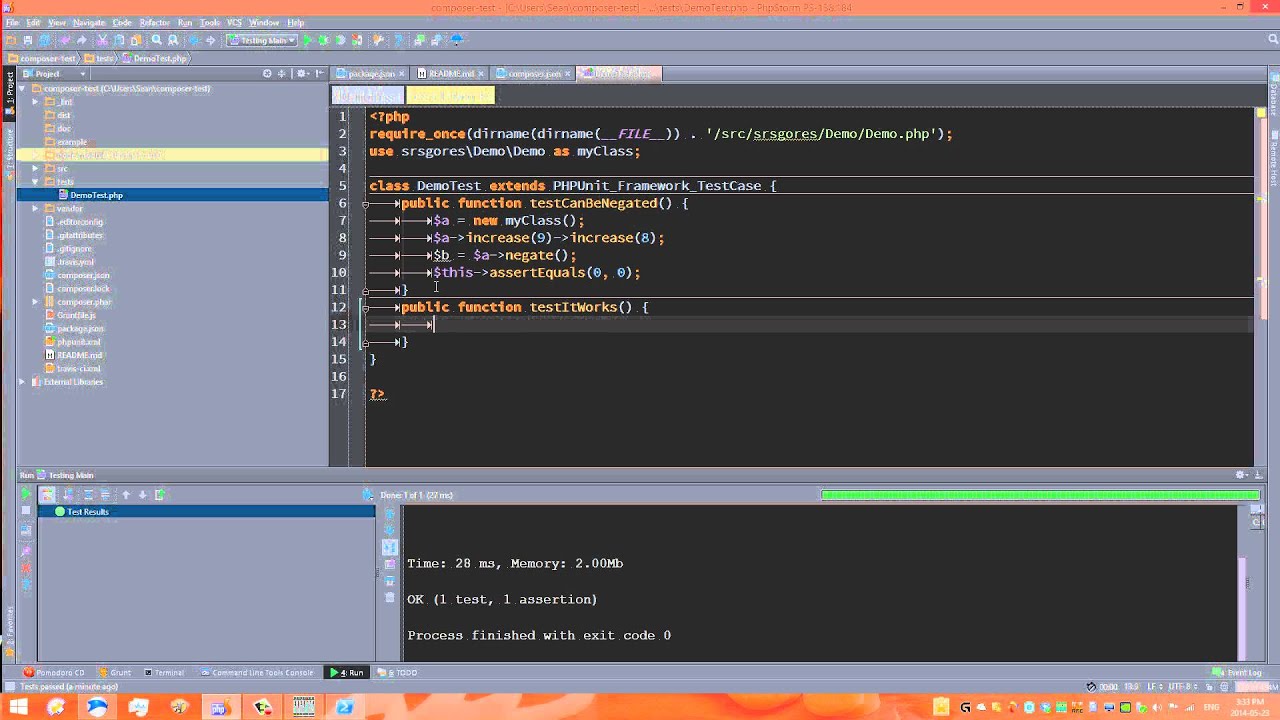 Php Tdd In Phpstorm Writing Your First Unit Test Youtube