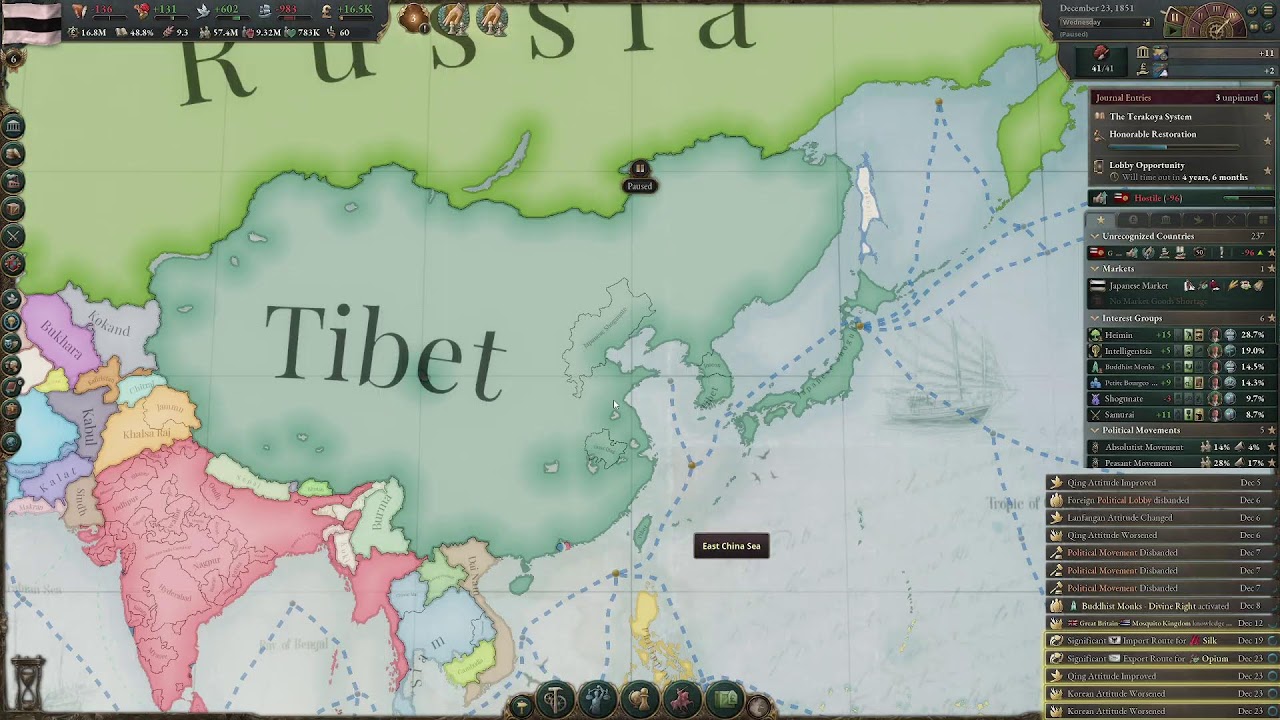 Victoria 3 Japan #3 Conquered all of China, Korea, and Tibet before ...