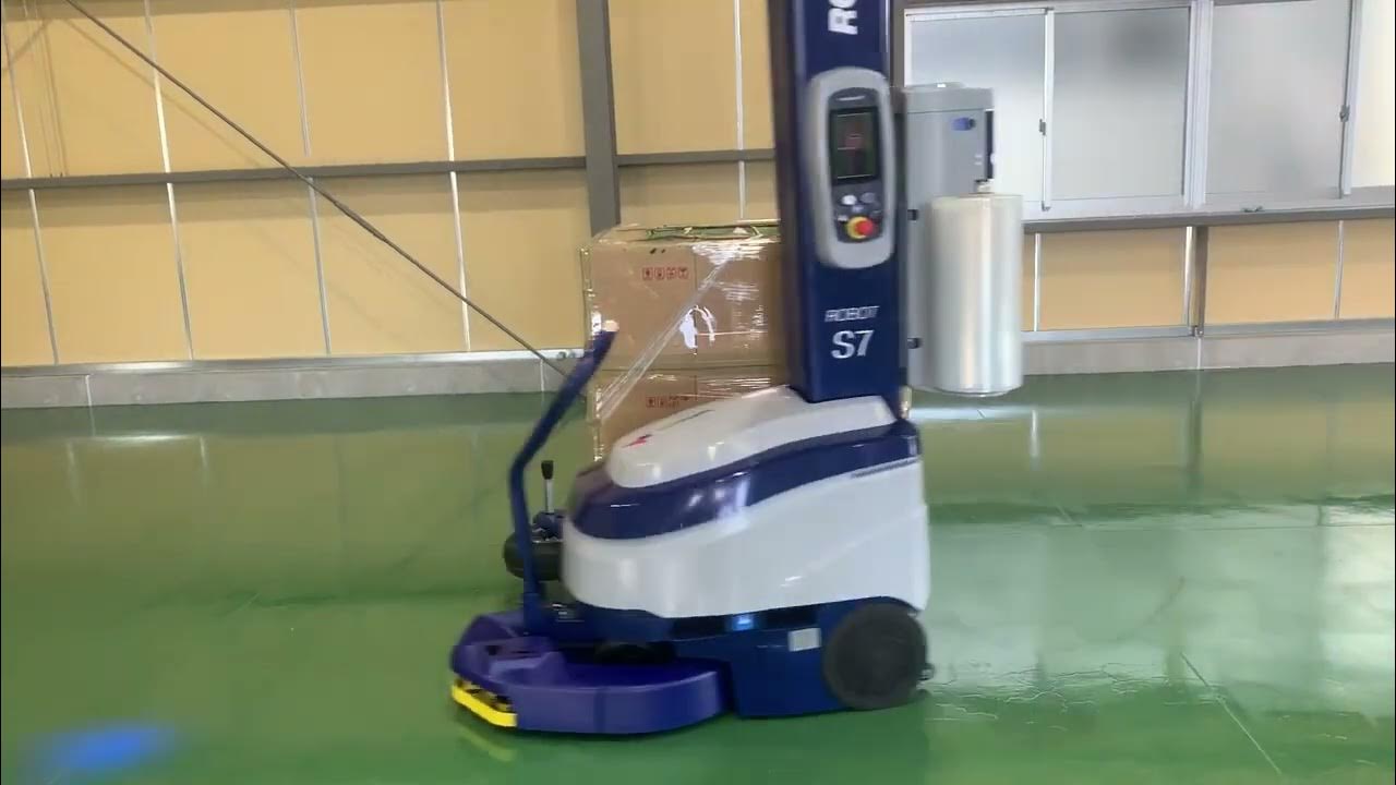 自走式ストレッチ包装機-ロボットS7【最新型】ROBOT S7 PVS型（Stop＆Go） - YouTube
