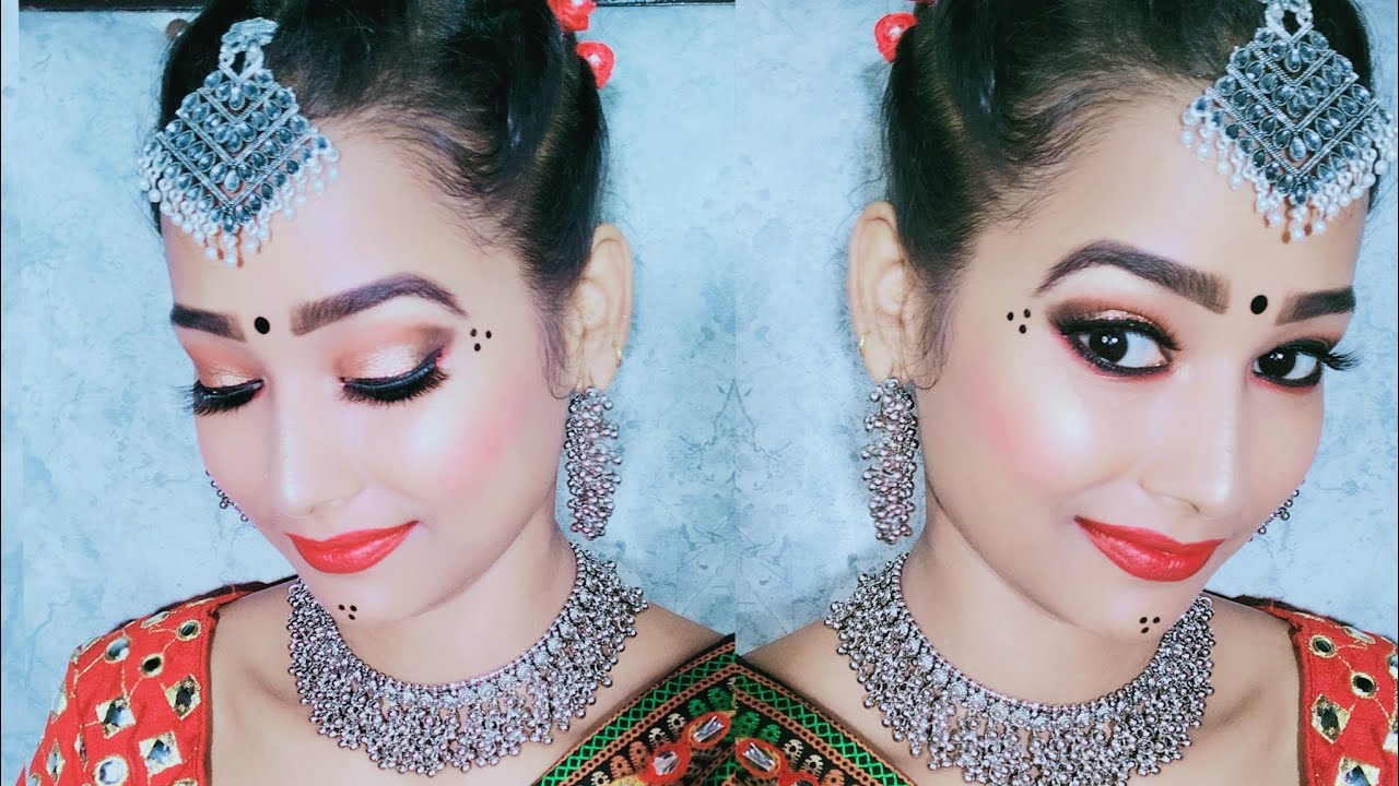 NAVRATRI GARBHA look 2021// long lasting navratri makeup 💁look😊 - YouTube