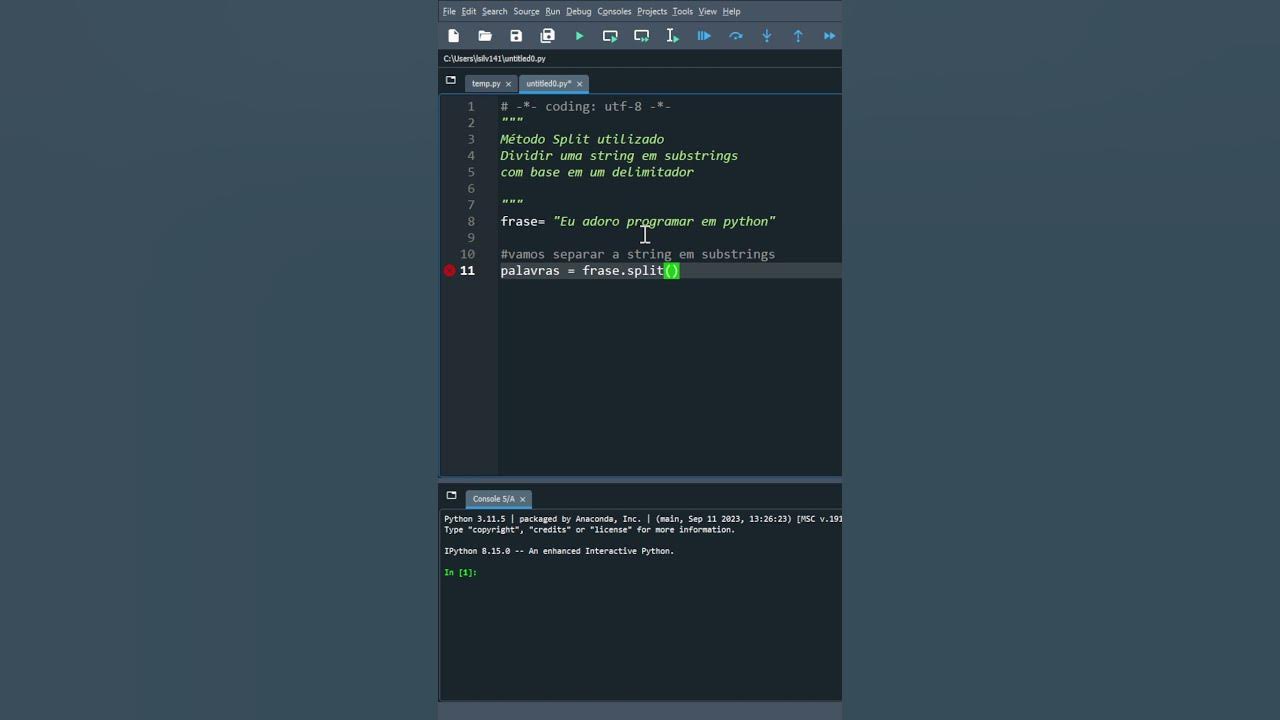 Python Método Split🐍 Python Estruturadedados Visualizacaodedados Programação