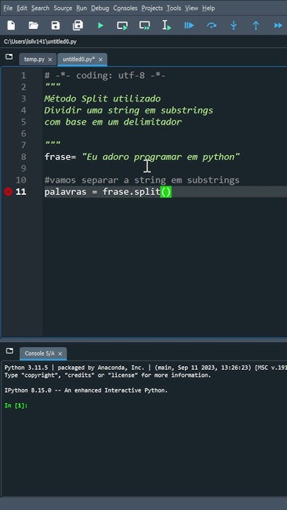 Python Método Split🐍 Python Estruturadedados Visualizacaodedados Programação
