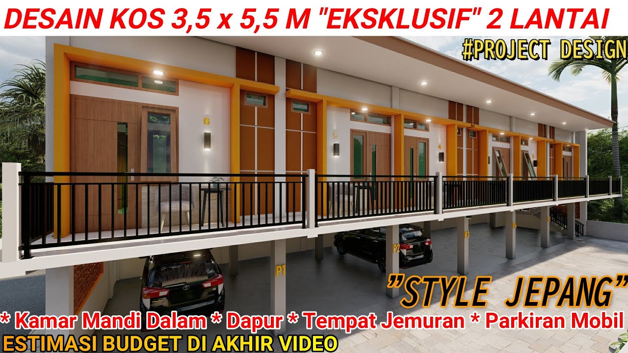 DESAIN KOS EKSKLUSIF 3 5 X 5 5M 2 LANTAI STYLE JEPANG L Kamar Mandi