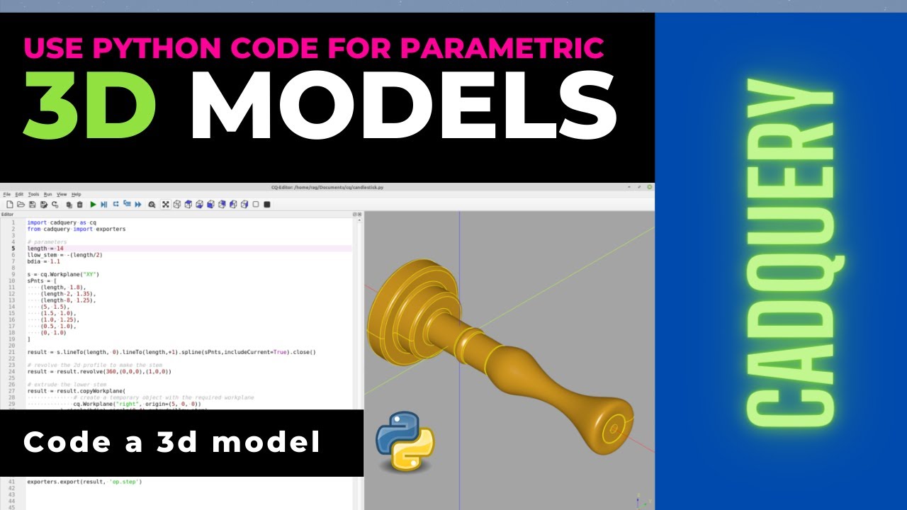 3d Modelling With Python And Cadquery Parametric Candlestick Youtube 1077