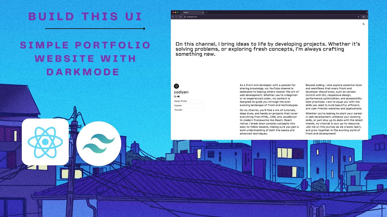 Responsive Minimalist Portfolio Website with Dark mode in Tailwind css ...
