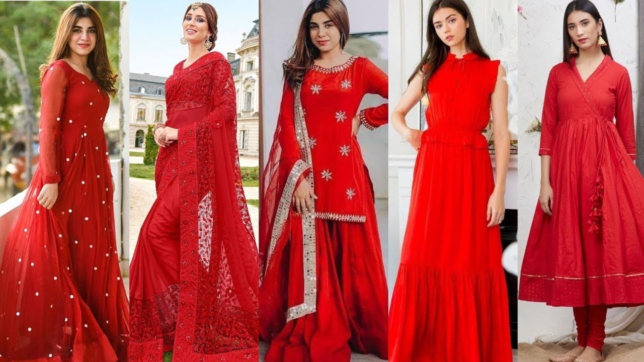 Red frocks design ideas latest long frocks designing - YouTube