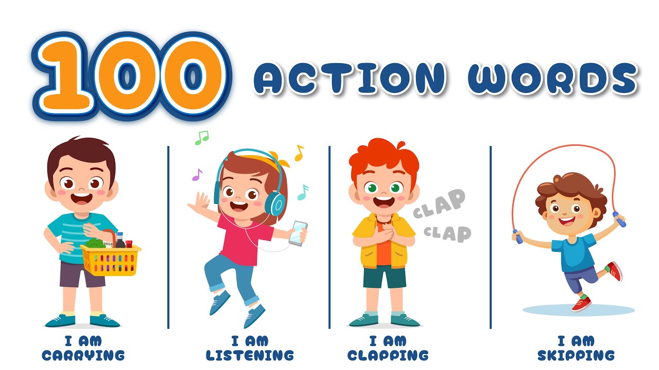 100 Action Words for Kids Learn with Simple Sentences I am Dancing ...